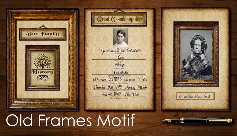 VICTORIAN FRAMES Delux Set- 195 EDITABLE Pages Make This Genealogy ...