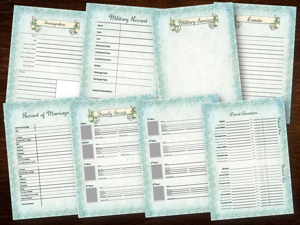 REGENCY Motif Genealogy Forms Set - 200+ EDITABLE Forms Make This the ...