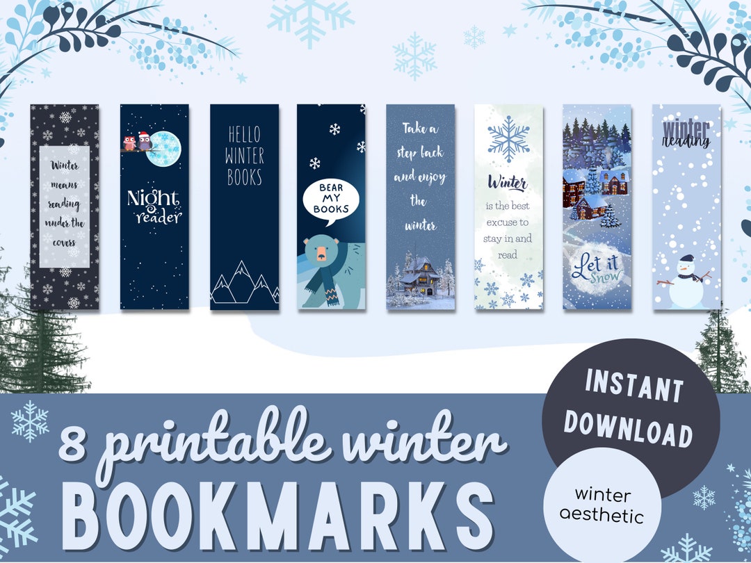 Winter Bookmarks, Printable Bookmarks, Digital Bookmarks, Bookmarks ...
