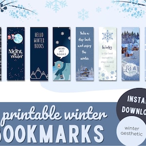 Winter Bookmarks, Printable Bookmarks, Digital Bookmarks, Bookmarks ...