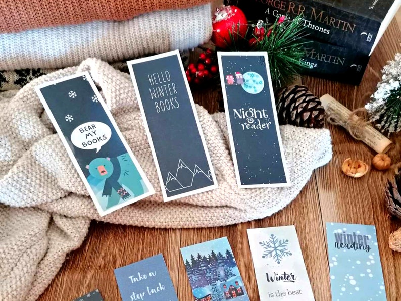 Winter Bookmarks, Printable Bookmarks, Digital Bookmarks, Bookmarks ...