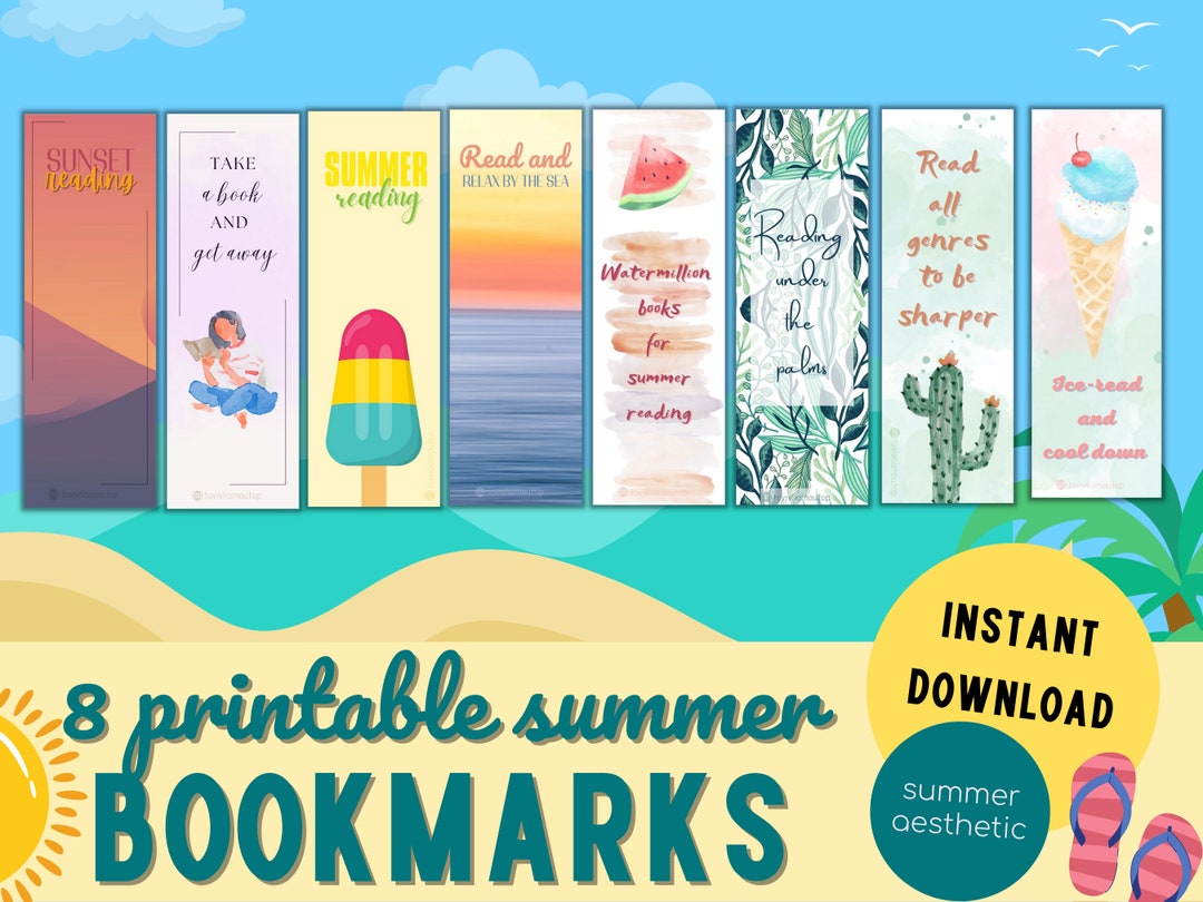 Summer Bookmarks, Printable Bookmarks, Printable Summer Bookmarks ...