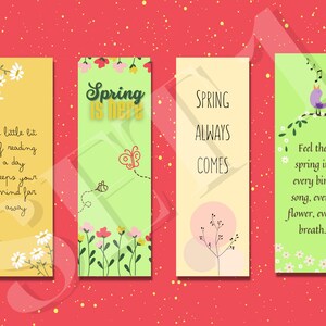 Spring Bookmarks, Printable Bookmarks, Digital Bookmarks, Bookmarks ...