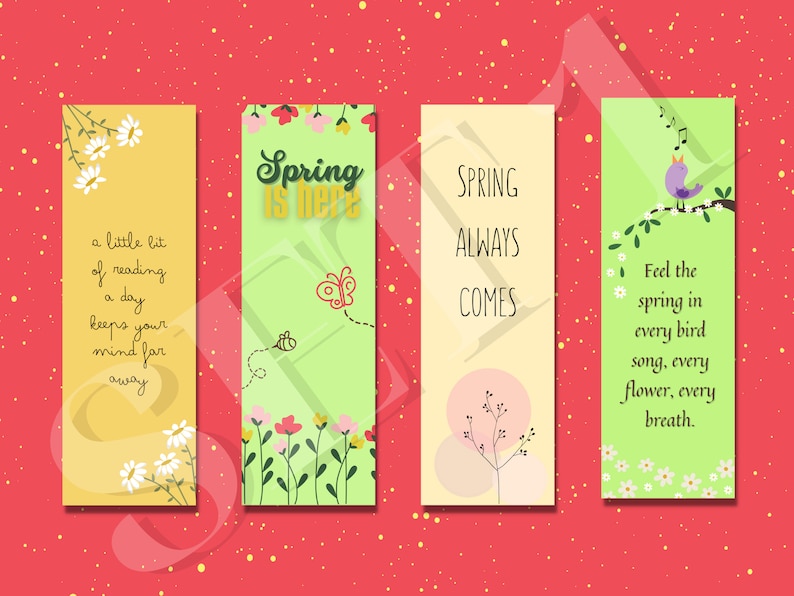 Spring Bookmarks, Printable Bookmarks, Digital Bookmarks, Bookmarks ...