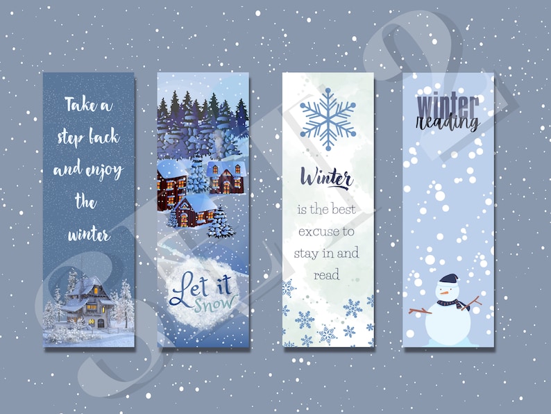 Winter Bookmarks, Printable Bookmarks, Digital Bookmarks, Bookmarks ...