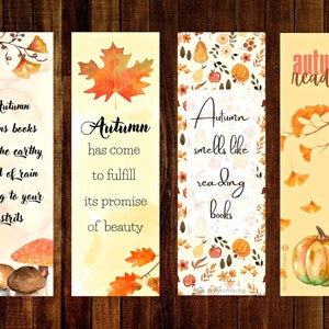 Fall Bookmarks, Autumn Bookmarks, Printable Bookmarks, Digital ...