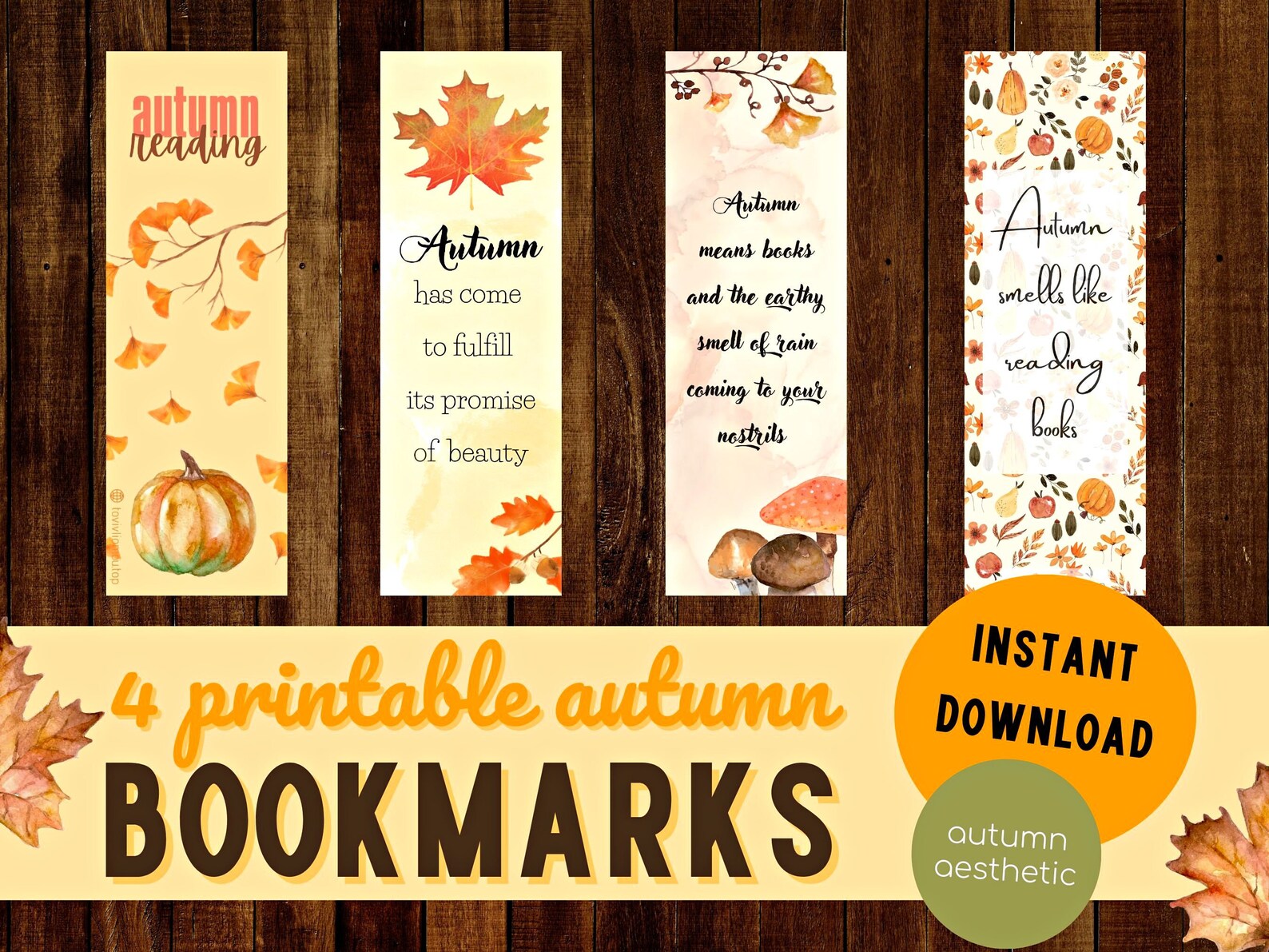 Fall Bookmarks, Autumn Bookmarks, Printable Bookmarks, Digital ...