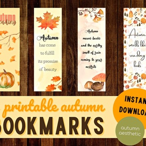 Fall Bookmarks, Autumn Bookmarks, Printable Bookmarks, Digital ...