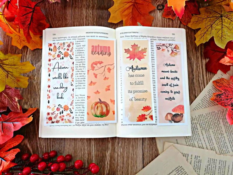 Fall Bookmarks, Autumn Bookmarks, Printable Bookmarks, Digital ...
