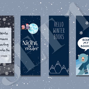 Winter Bookmarks, Printable Bookmarks, Digital Bookmarks, Bookmarks ...
