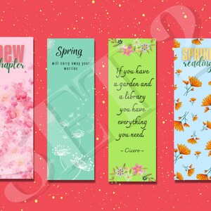 Spring Bookmarks, Printable Bookmarks, Digital Bookmarks, Bookmarks ...
