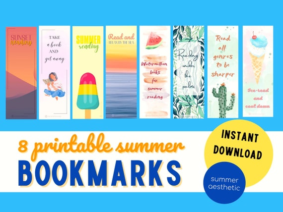Summer Bookmarks Printable Bookmarks Printable Summer - Etsy
