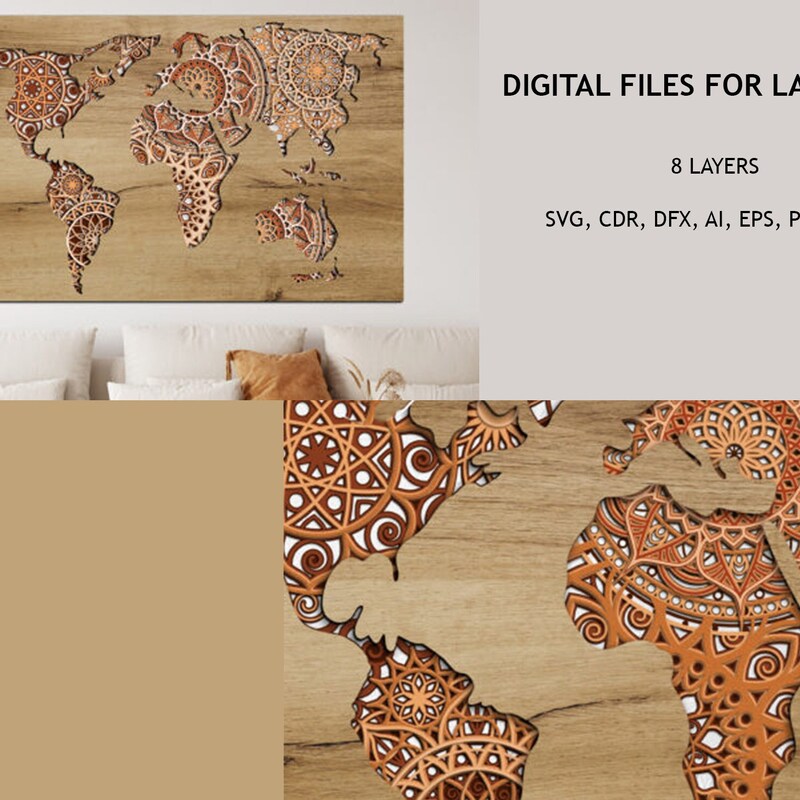 Mandala World Map - Etsy