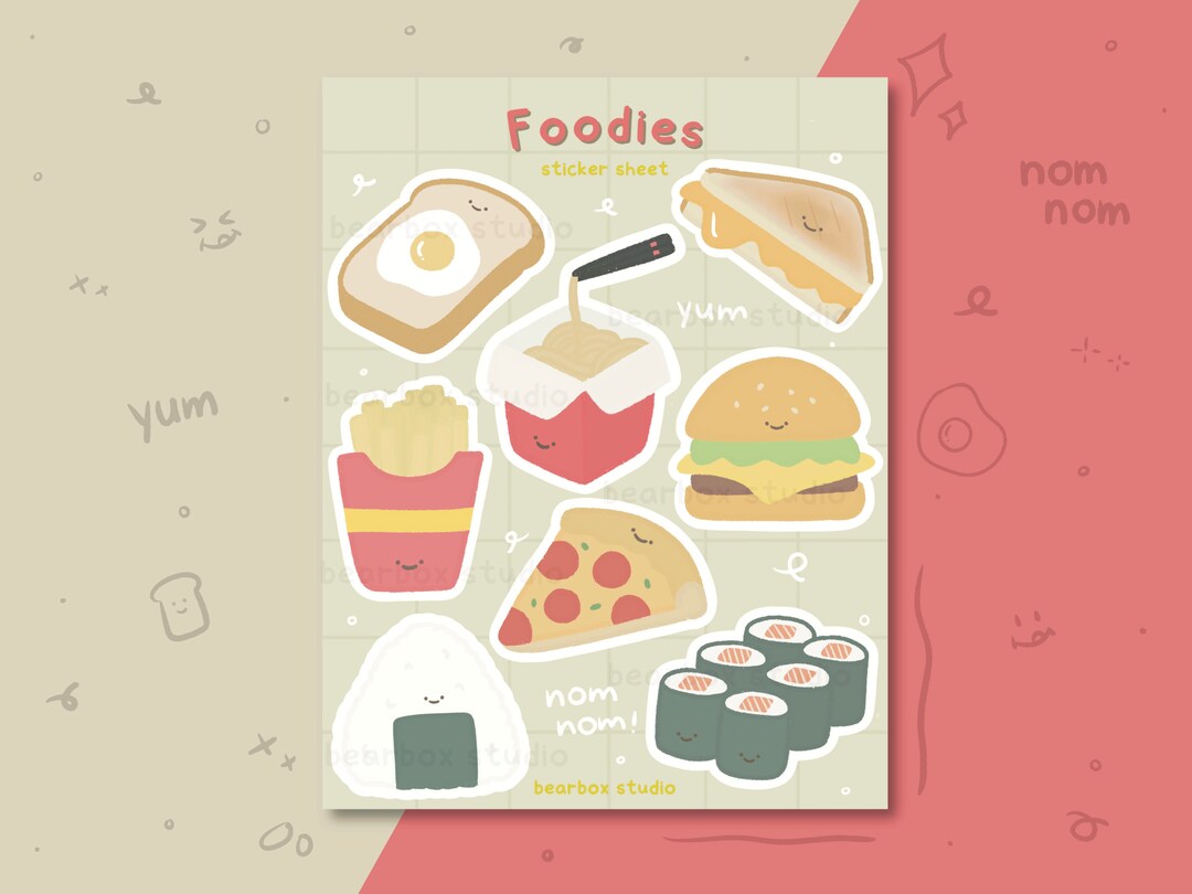 Foodies Sticker Sheet Vinyl Sticker Water Resistant Food - Etsy