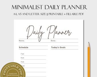 Minimalist Daily Planner Printable, Daily to Do List for Work/home ...