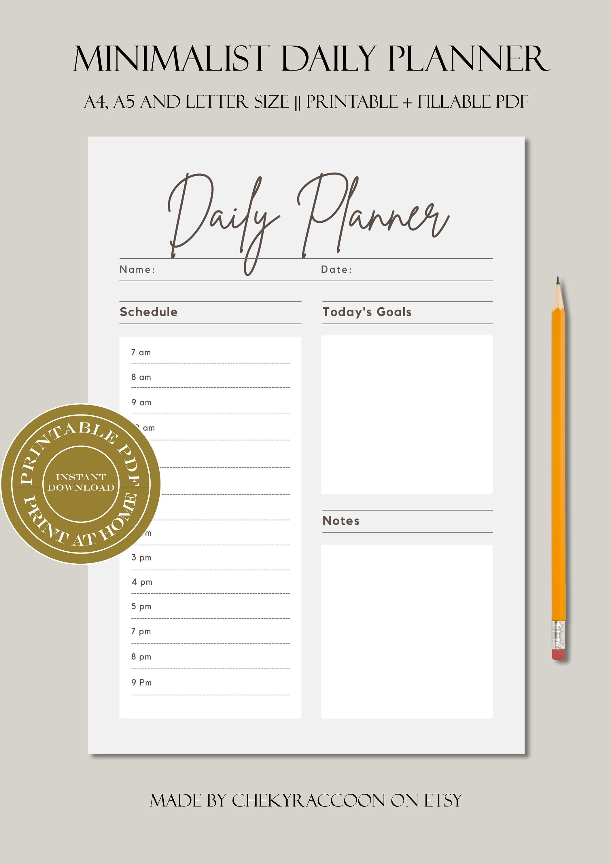 Minimalist Daily Planner Printable Dove Grey Daily to Do - Etsy