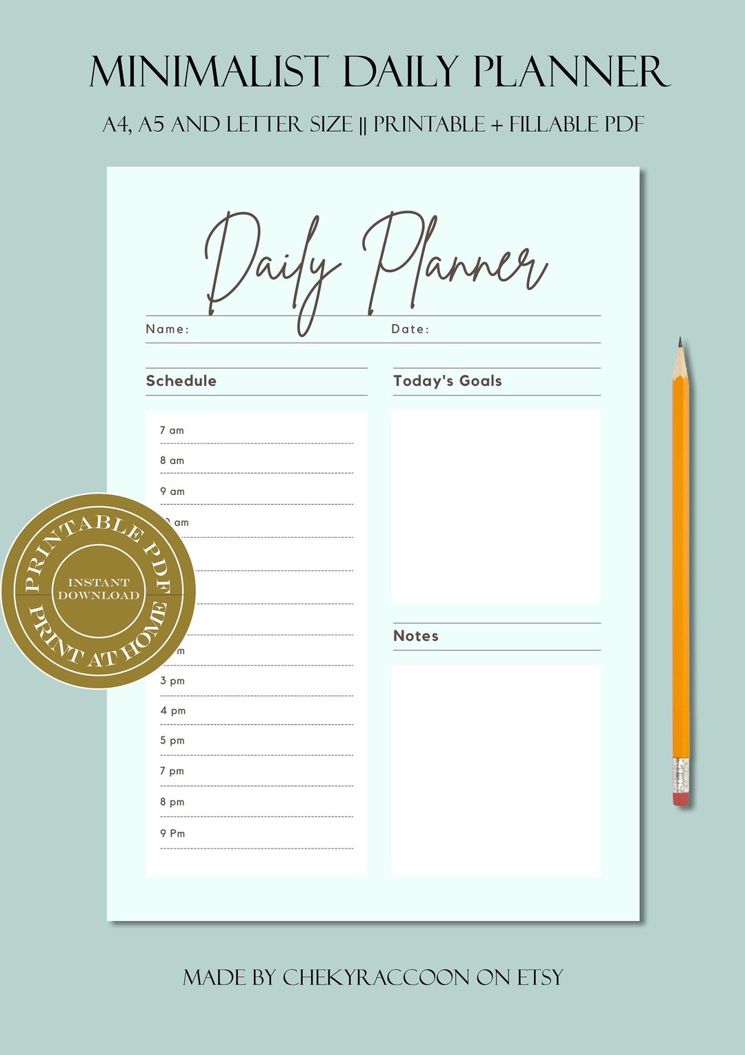 Minimalist Daily Planner Printable Ice Blue Daily to Do - Etsy