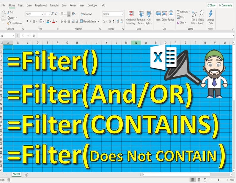 Filter Function in Excel - Including And/or/contains/does NOT Contain - Etsy Australia