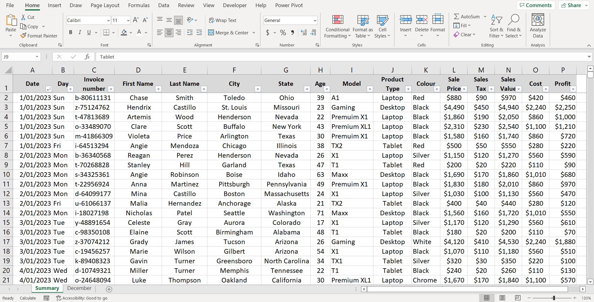 EXCEL Tutorial Dataset Techo Techo Online Sales - Etsy