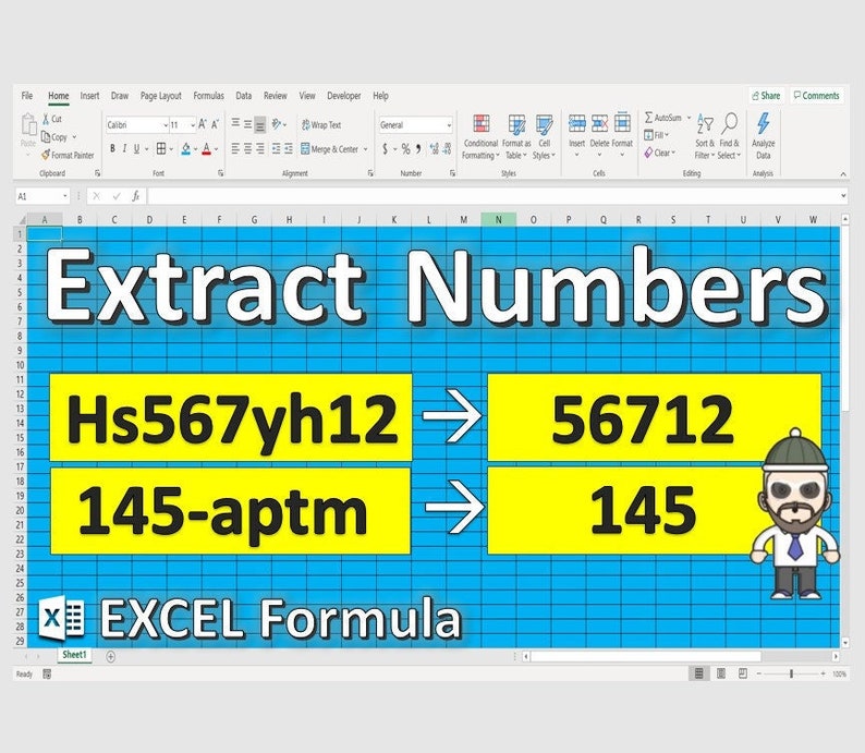 Extract Numbers Formula - EXCEL Sheet - Etsy Extract Numbers Formula - EXCEL Sheet - Etsy