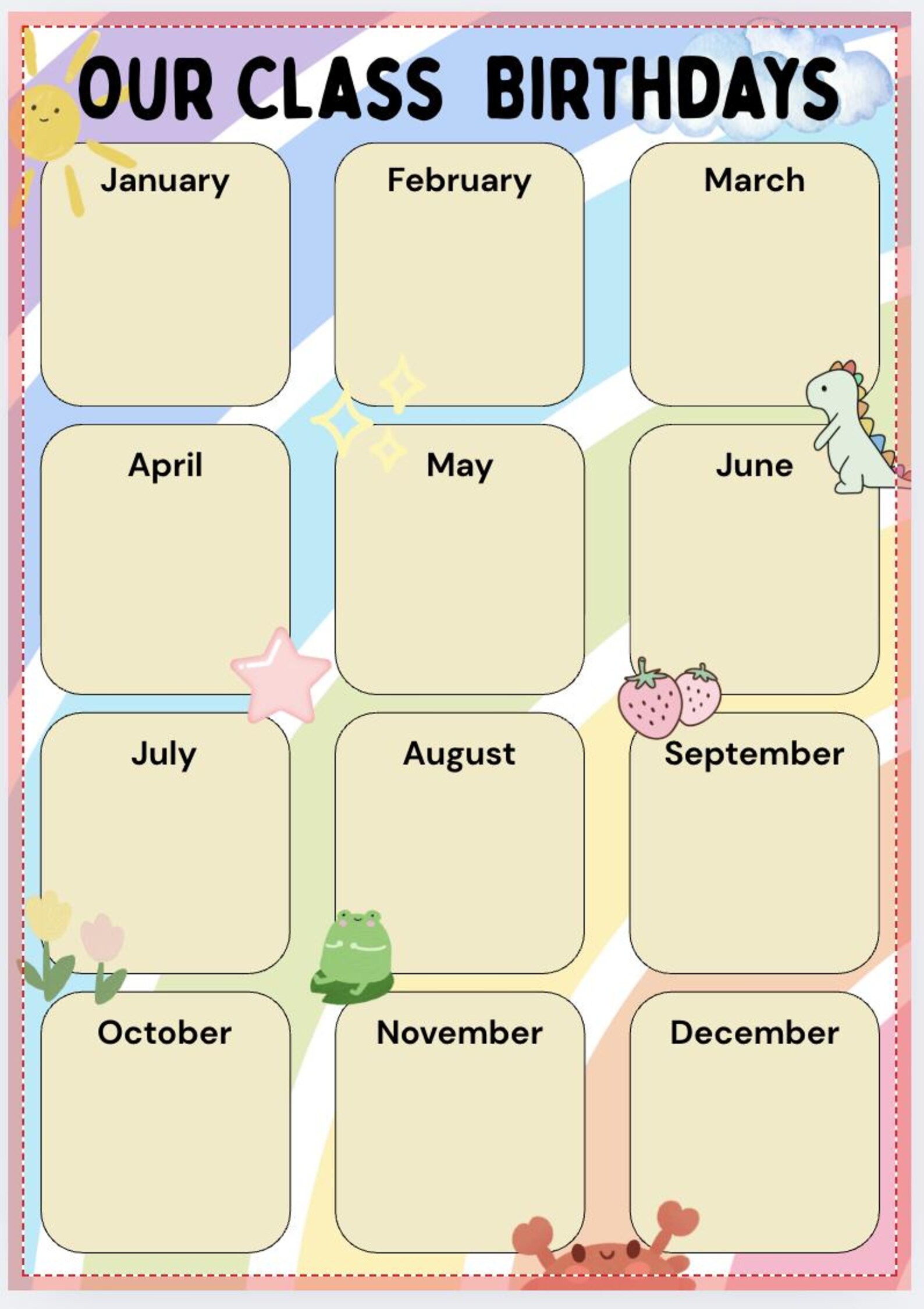 Editable Class Birthdays Chart | Digital Classroom Display | Student ...