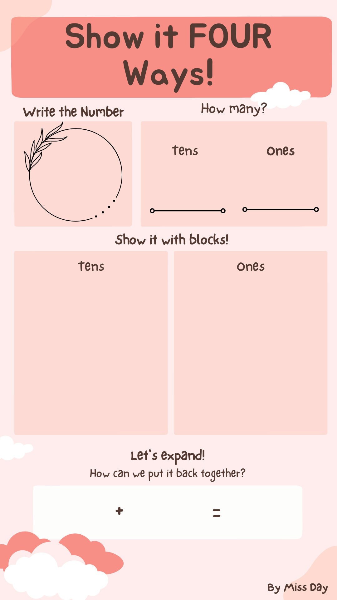Early Learning , Math, Place Value Worksheet - Etsy