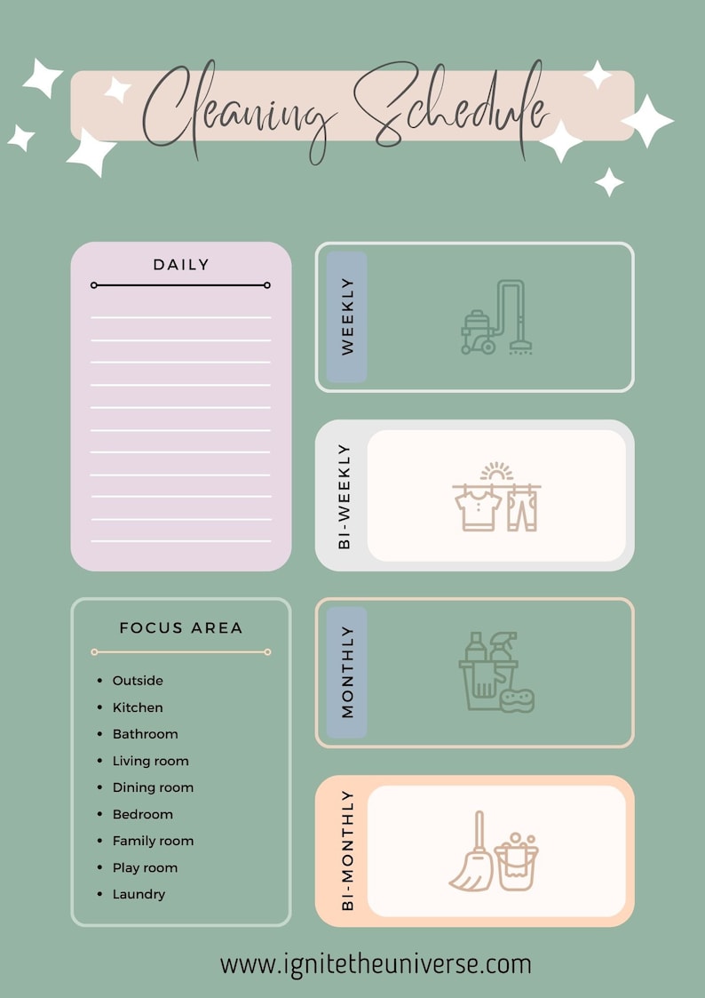 Cleaning Schedule Planner - Etsy