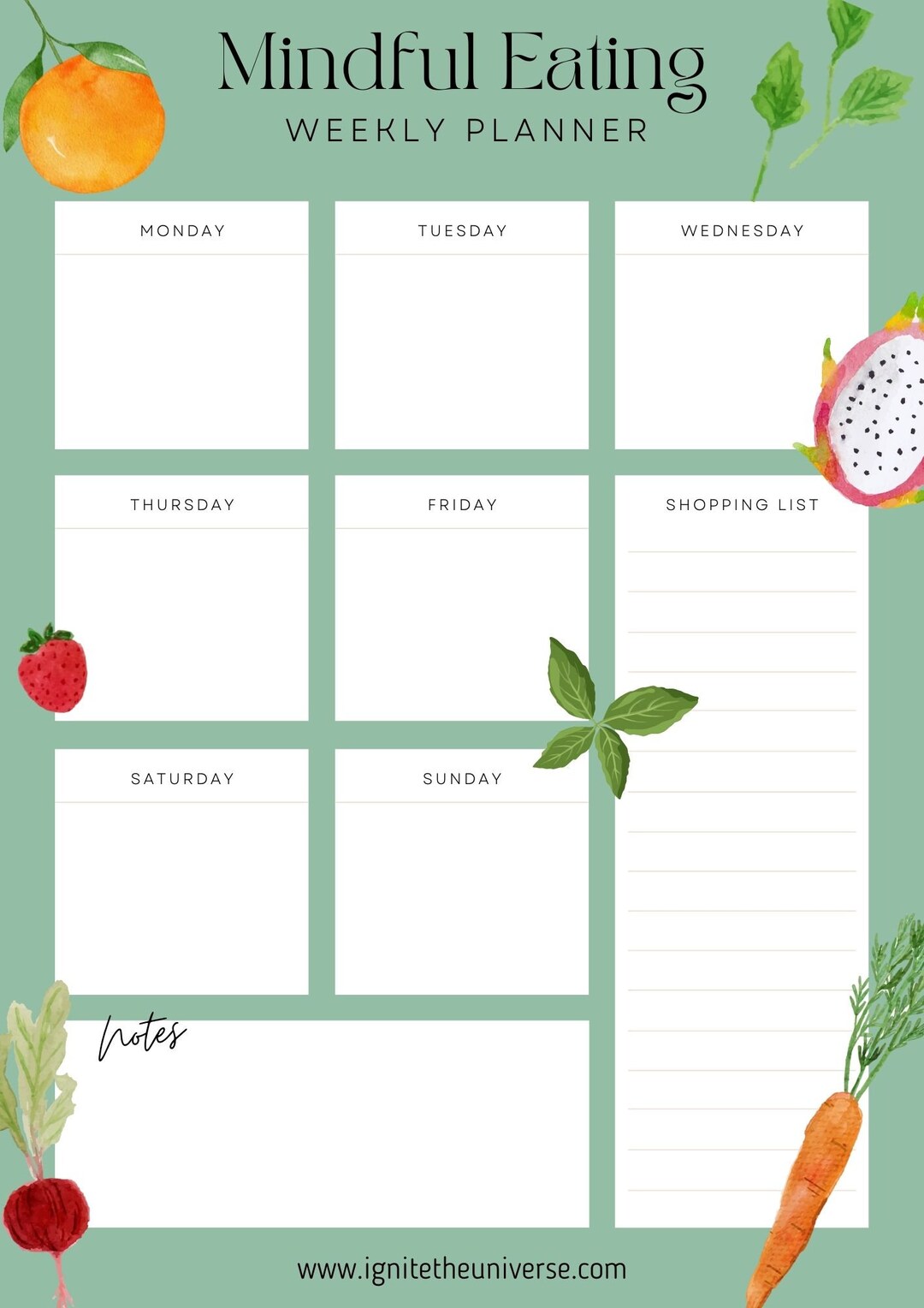 Printable Mindful Eating Planner - Etsy