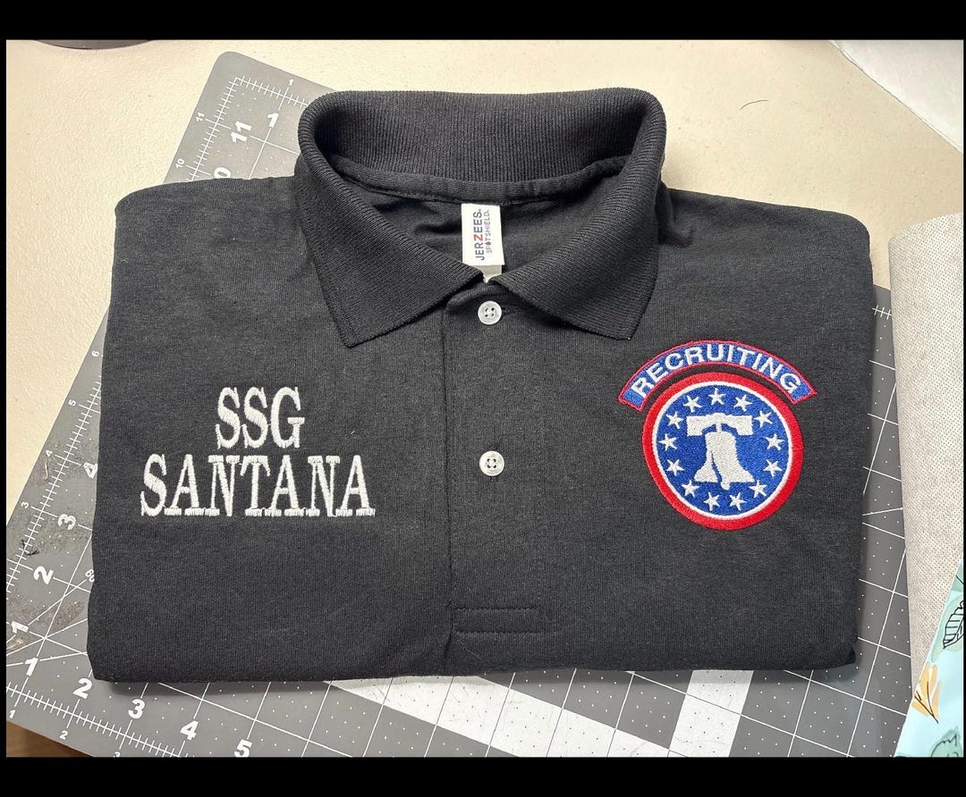 Embroidered US Army Recruiter Badge Polo Type Shirt With Custom Name ...