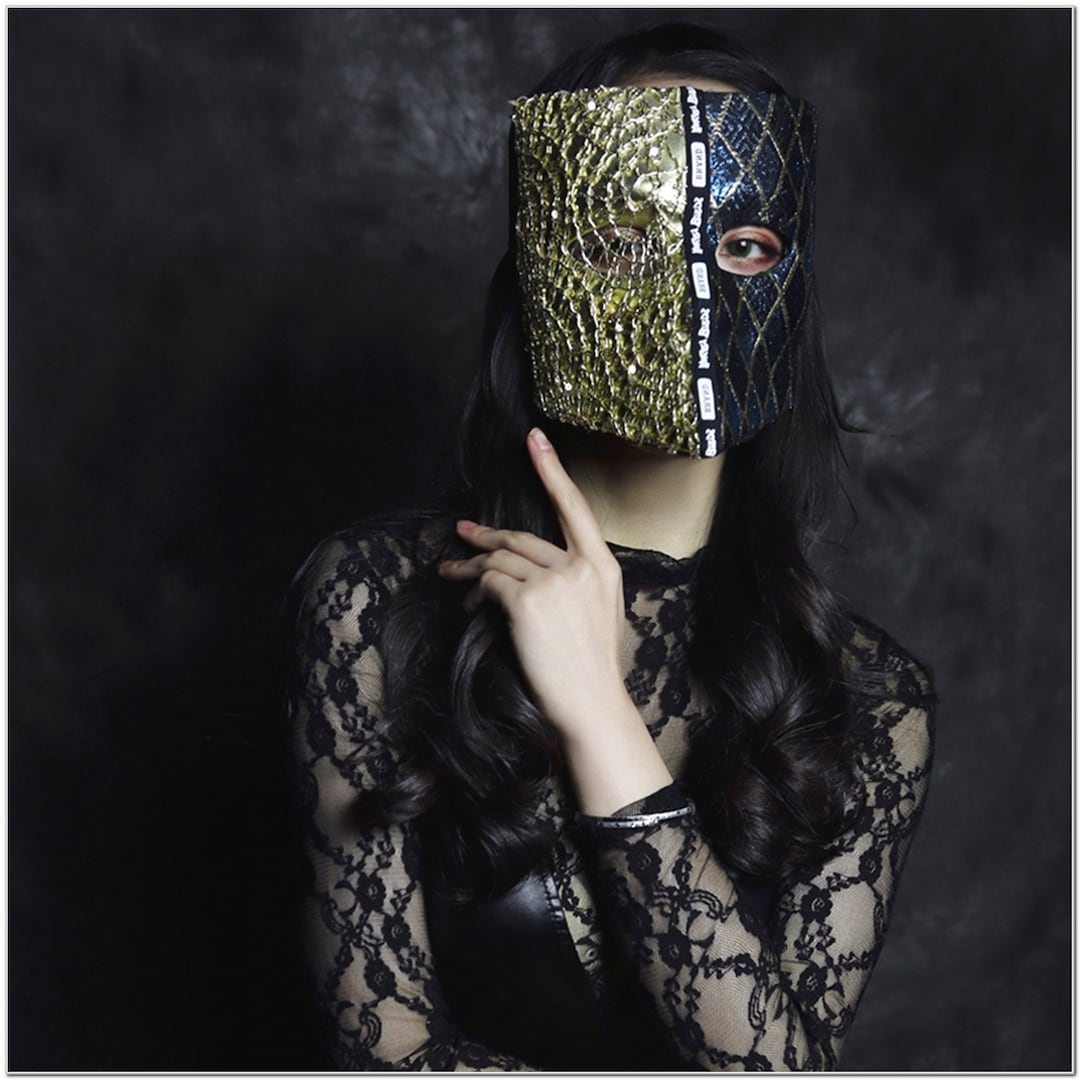 Full Face Singer Cosplay Mask Plaid Fox Demon Performance Stage Face ...