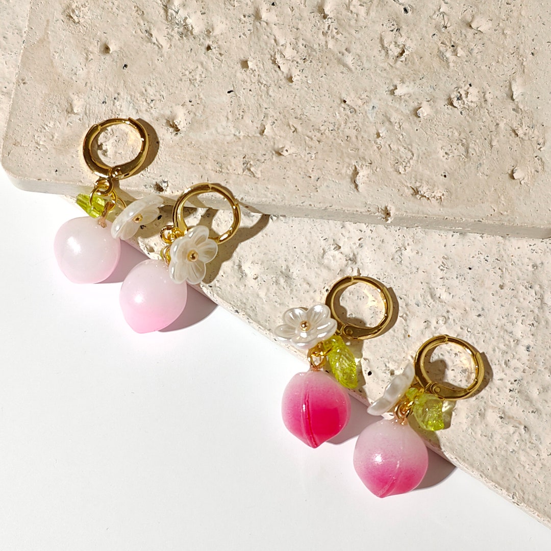 Cute Peach Hoop Earrings - Etsy