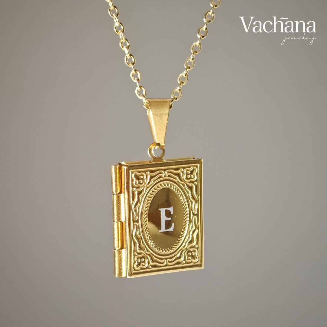 Personalized Book Pendent Locket Photo, Engraved Pendant, Personalized ...