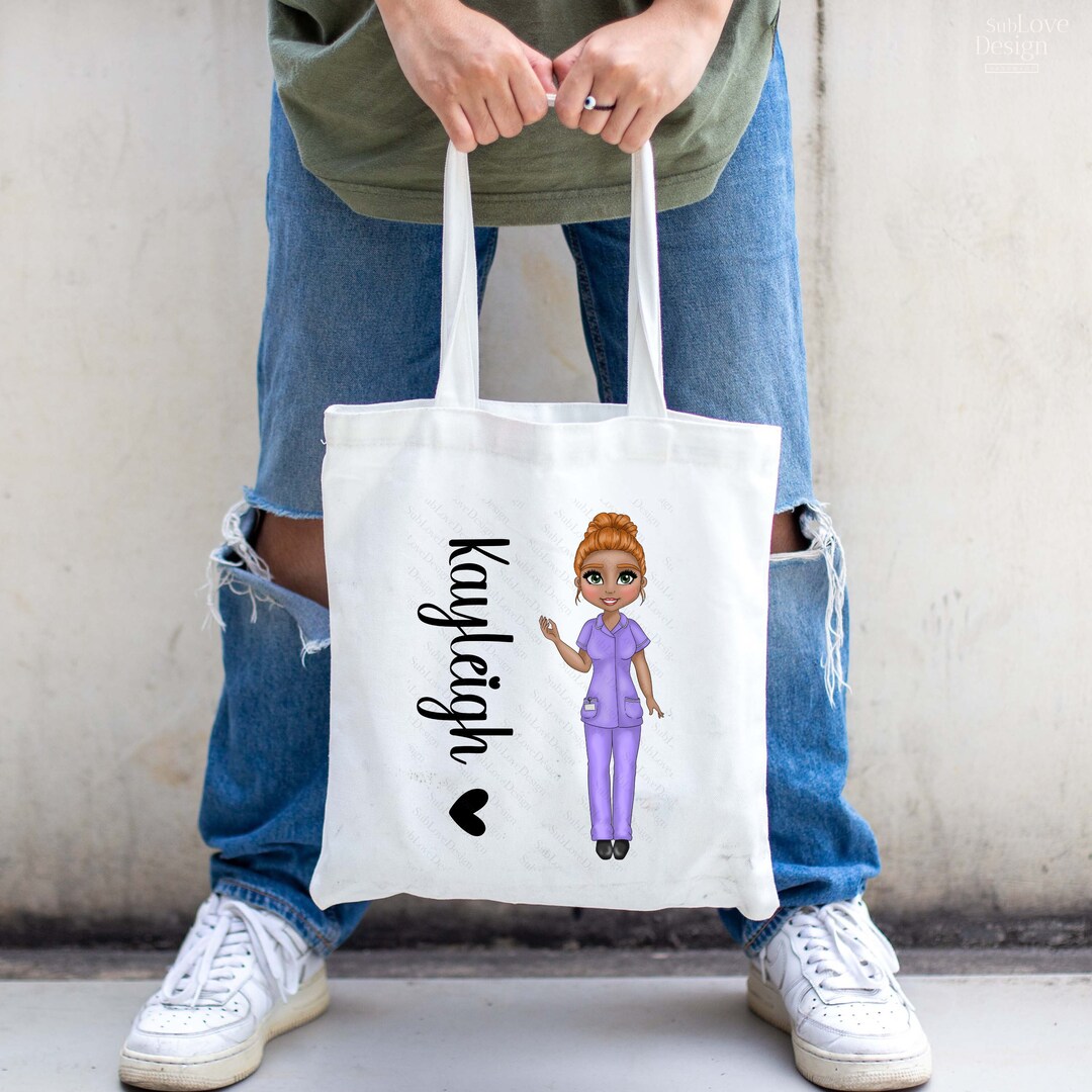 Personalised Pale Purple Nurse Scrubs Tote Bag Custom Reusable - Etsy UK