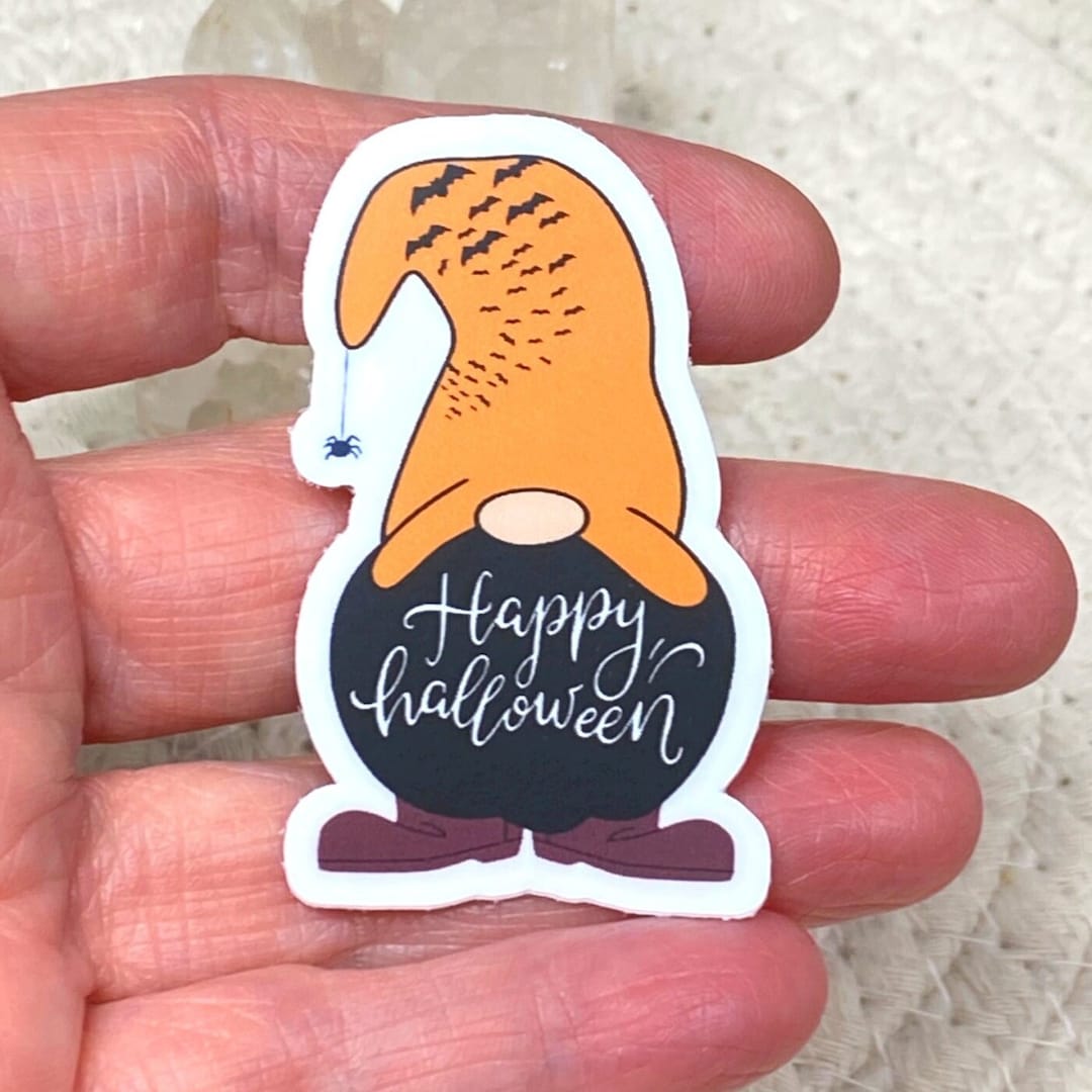 Halloween Gnomie - Small Vinyl Sticker - Bats - Spider - Gnome - Cute ...