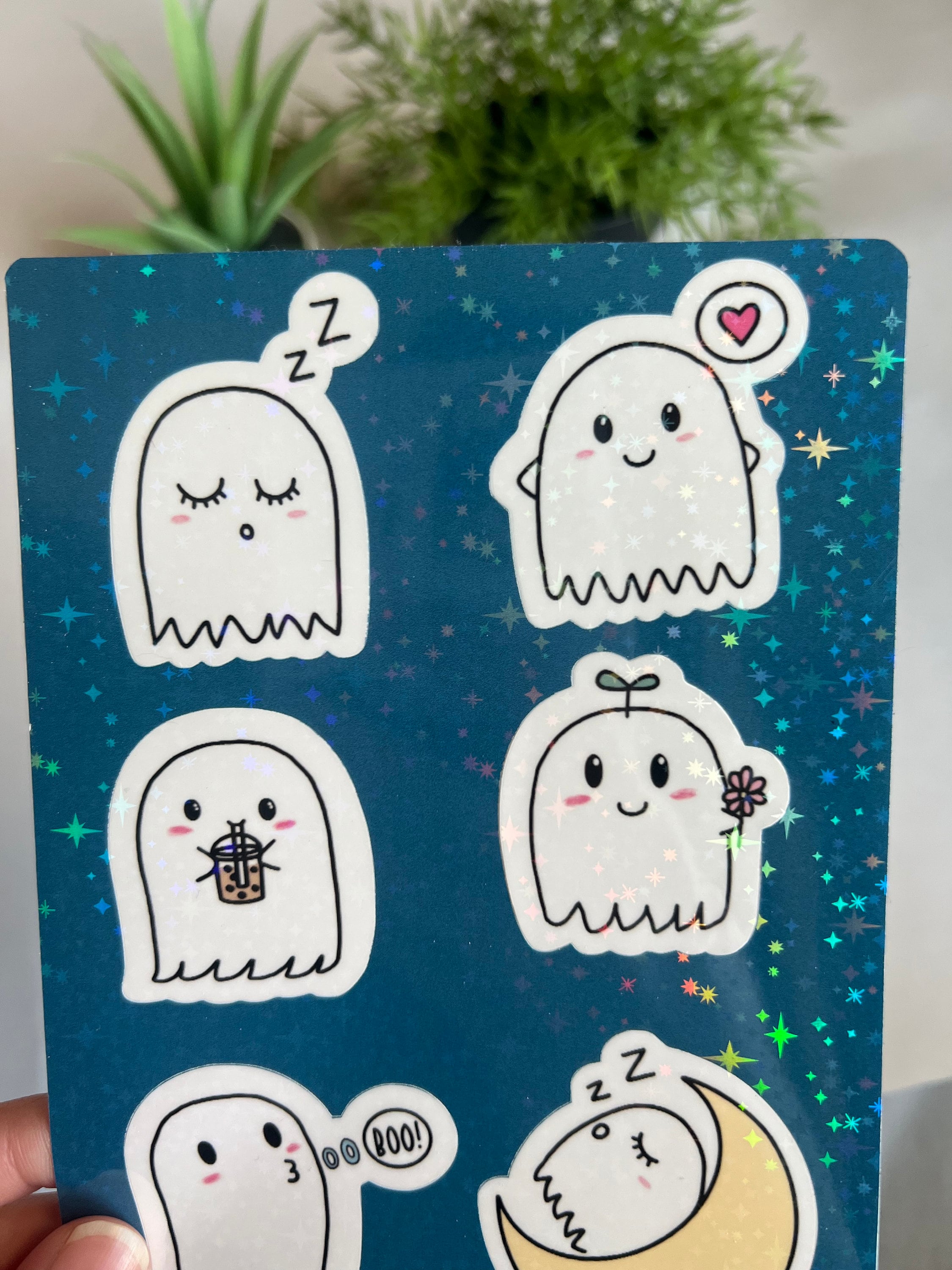 Holographic Cute Ghost Sticker Sheet| Water Resistant Stickers - Etsy