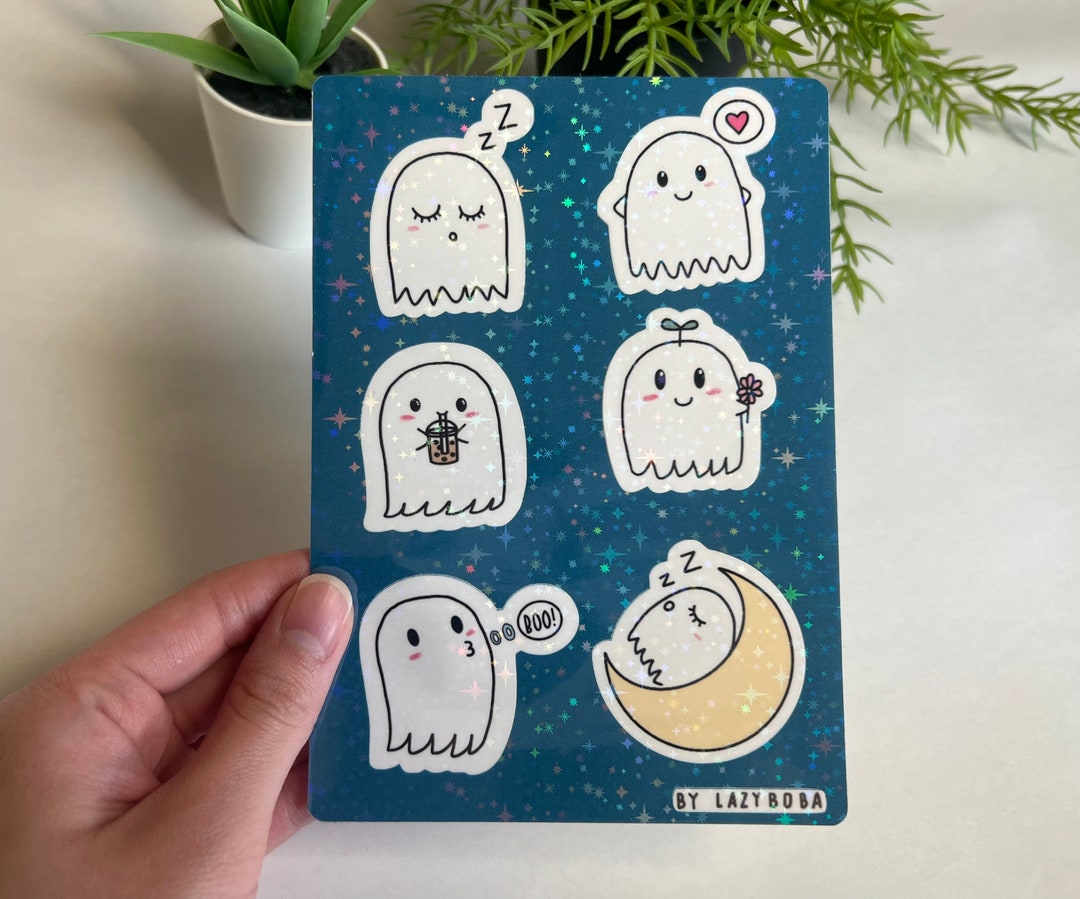 Holographic Cute Ghost Sticker Sheet| Water Resistant Stickers - Etsy