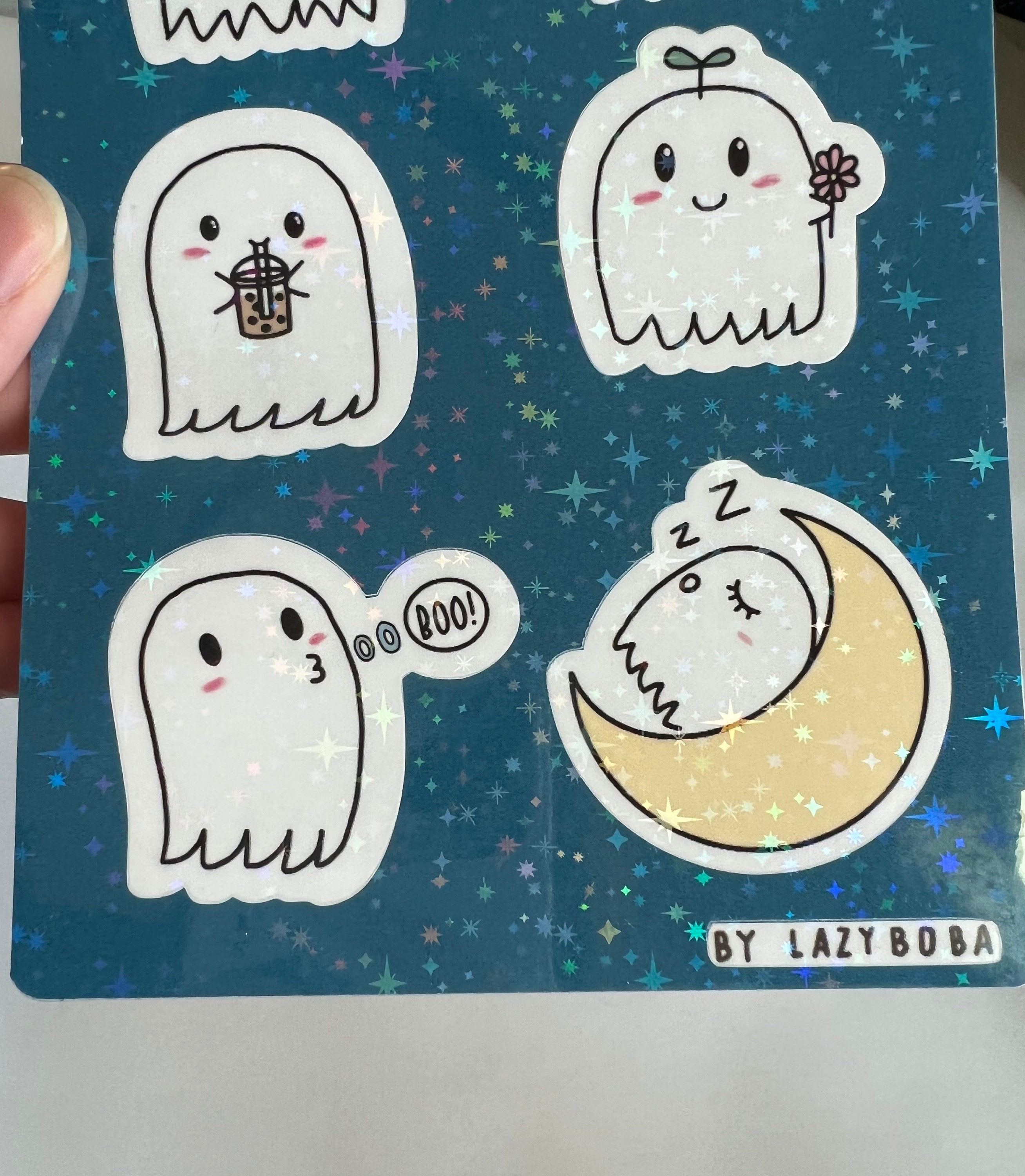 Holographic Cute Ghost Sticker Sheet| Water Resistant Stickers - Etsy