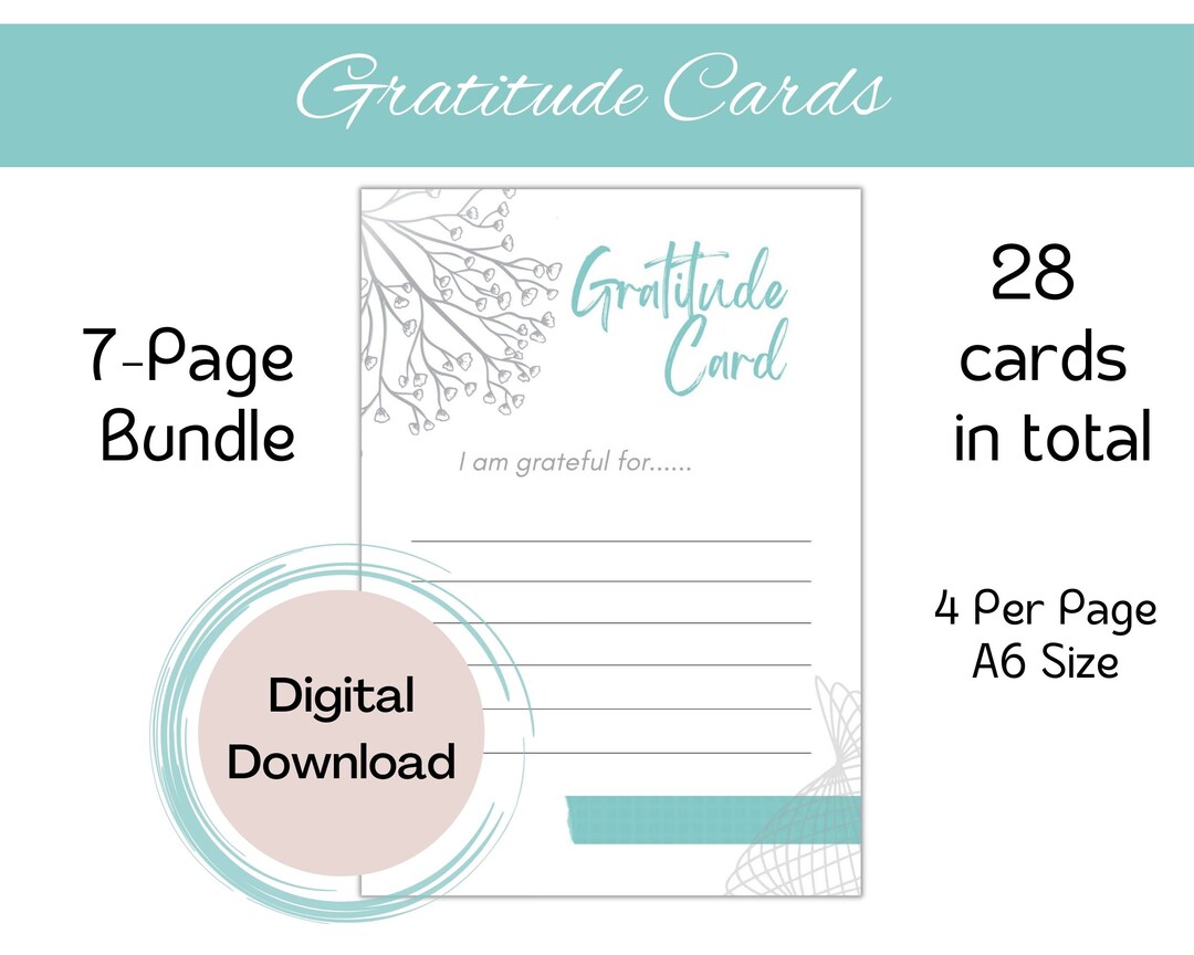 Gratitude Cards PRINTABLE Bundle Wellbeing and Mindfulness - Etsy