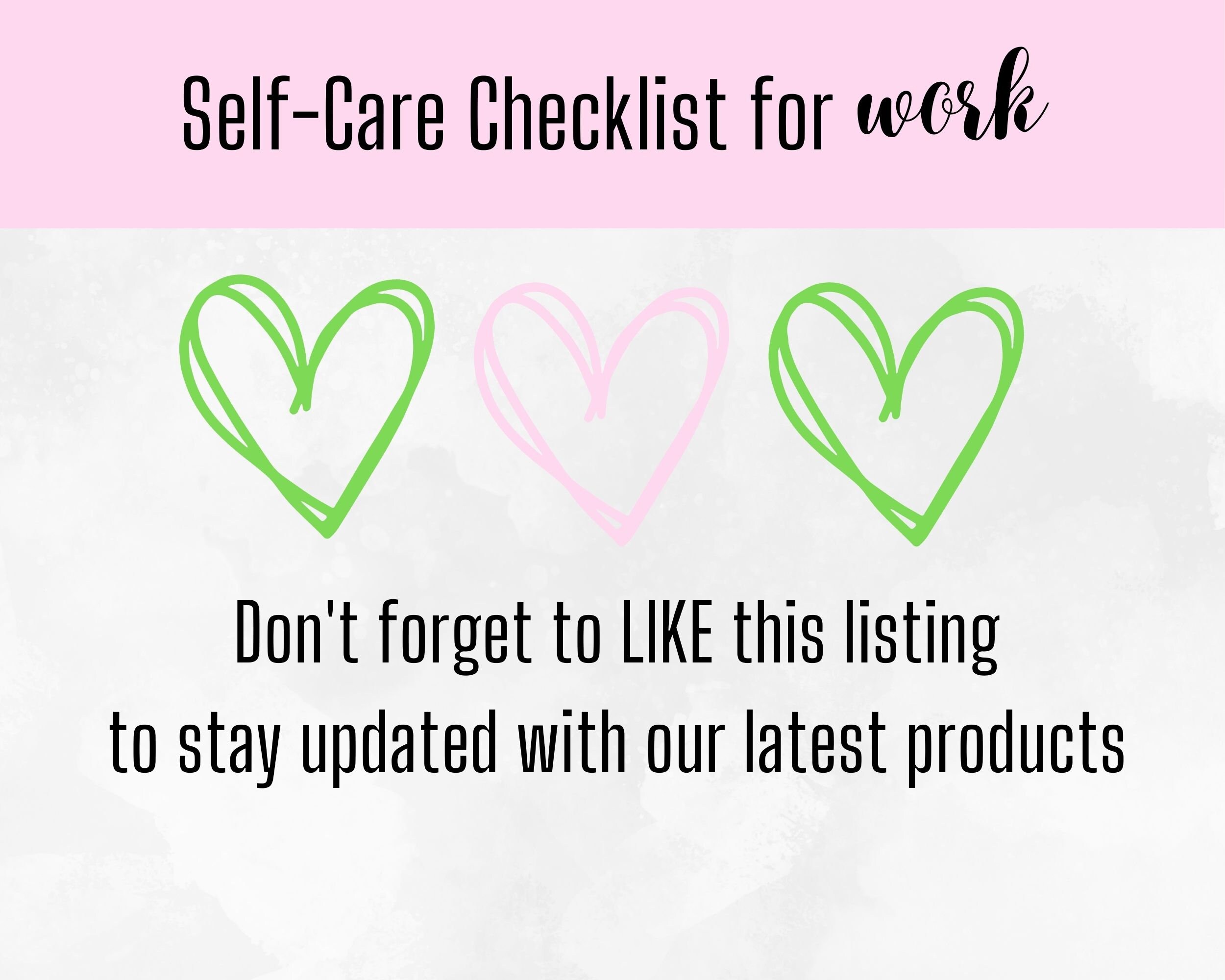 Self Care Checklist Printable Planner Digital Download Self - Etsy