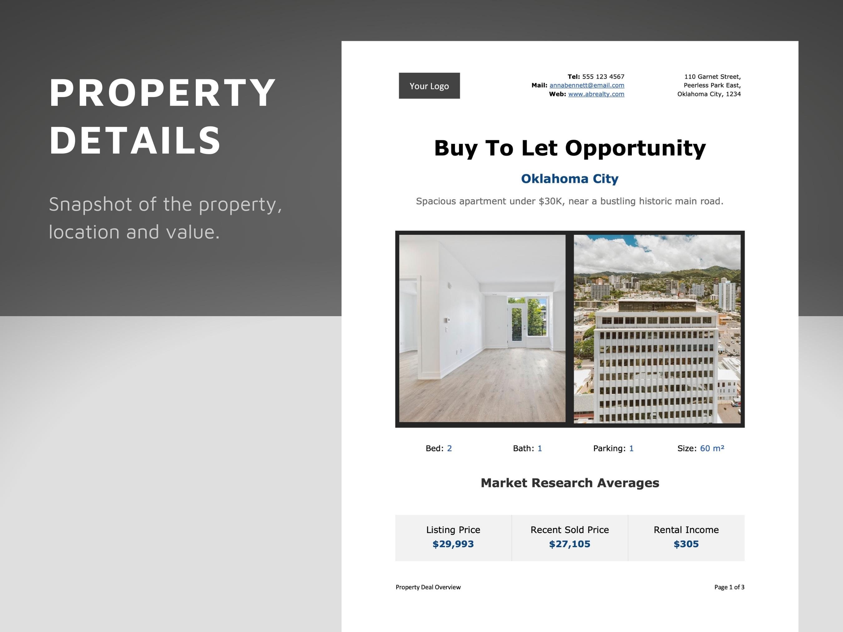 Real Estate Investment Property Overview for Real Estate Investors ...