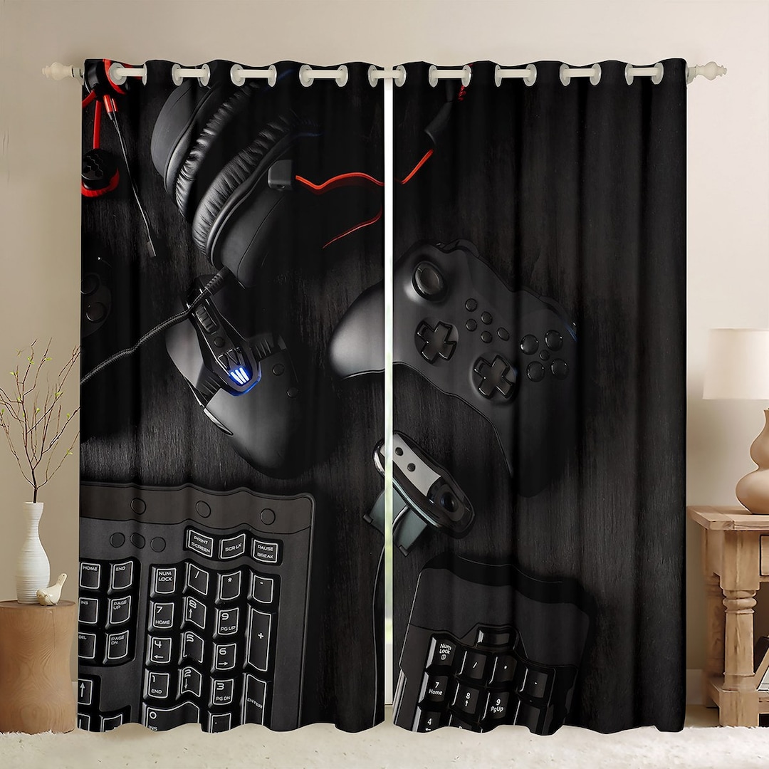 Game Pad Window Curtains, Video Game Controller Joypad Curtain Set ...