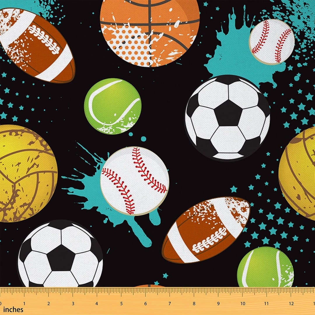 Sports Polyester Fabric by the Yard, Soccer Rugby Basketball Baseball ...