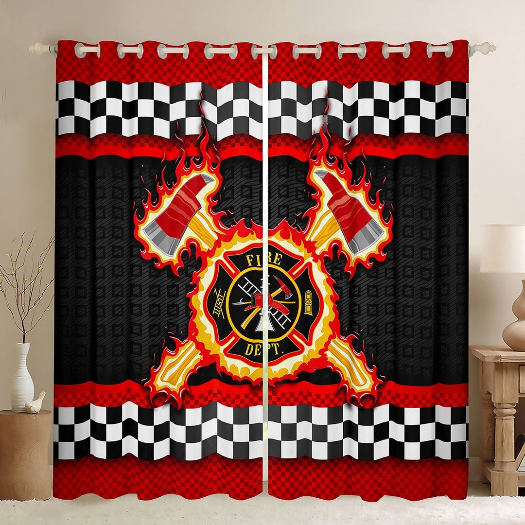 Firefighting Window Curtain Set, Fire Engine Equipment Flame Hammer ...