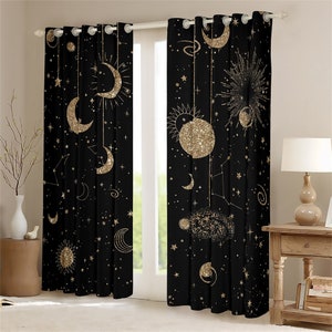 SPECIAL SALE, Golden Sun Moon Curtain Set, Starry Galaxy Sequins ...
