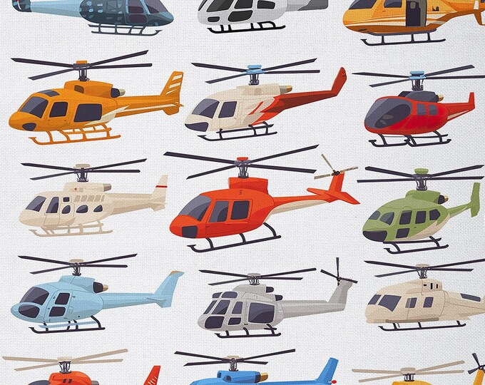 Helicopters on Blue Fabric Helicopter Silhouettes // Small by ...