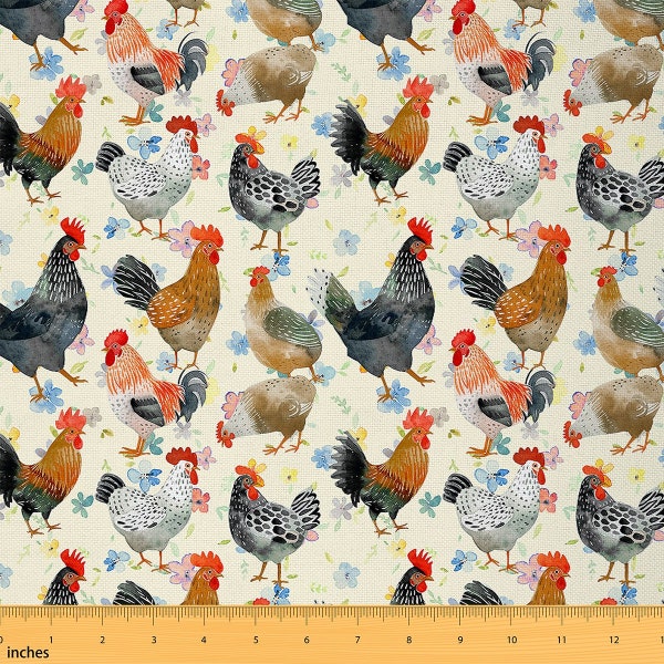 Rooster Fabric - Etsy