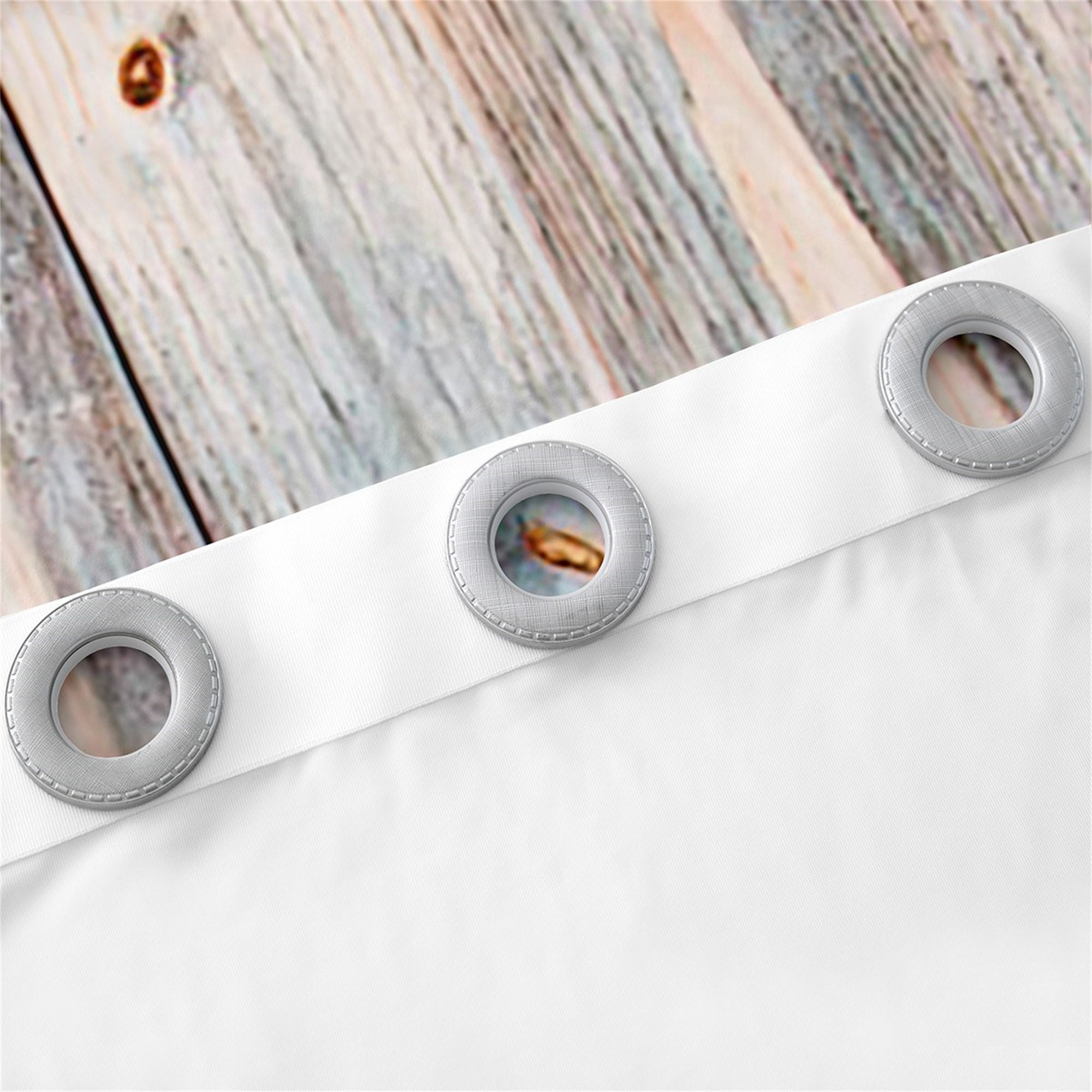 Rustic Farmhouse Window Curtains, Retro Old Wooden Barn Door Curtain Set, Geometric Stripe ...