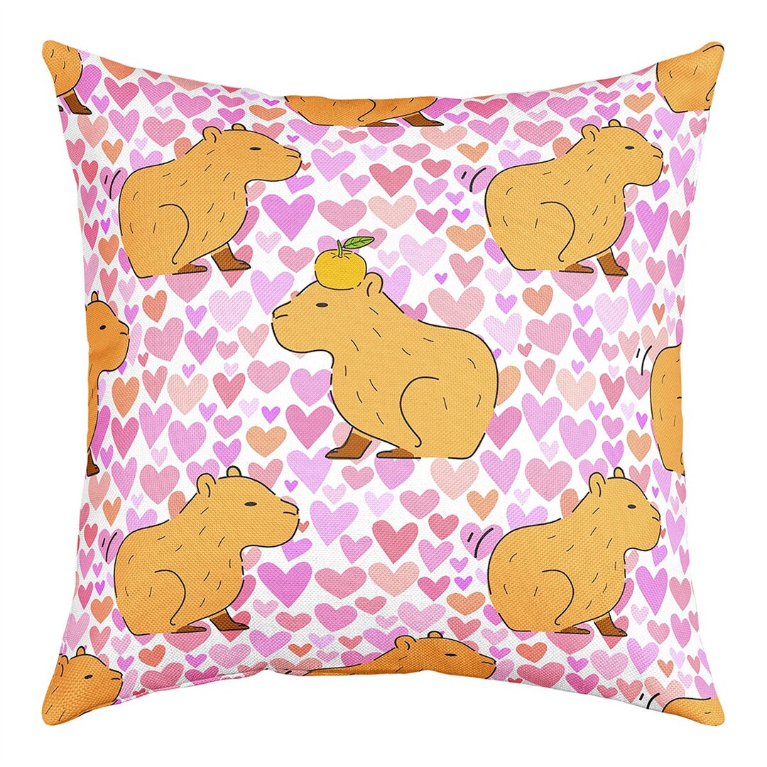Capybara Handmade Pillow Cover, Cartoon Lovely Wild Animal Cushion ...