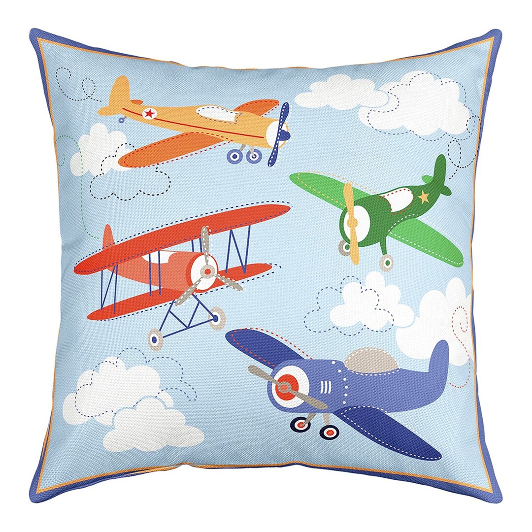 Colorful Aircraft Pillow Cover Cartoon Airplane Graffiti - Etsy