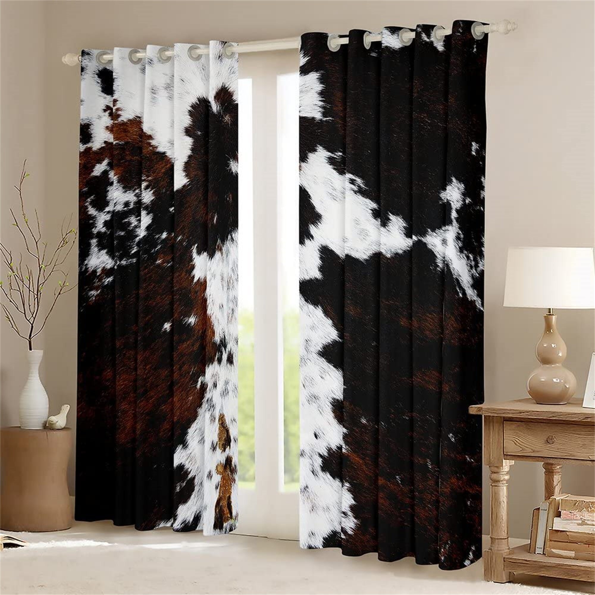 Cowhide Print not Real Handmade Curtains, Abstract Animal Skin Pattern ...